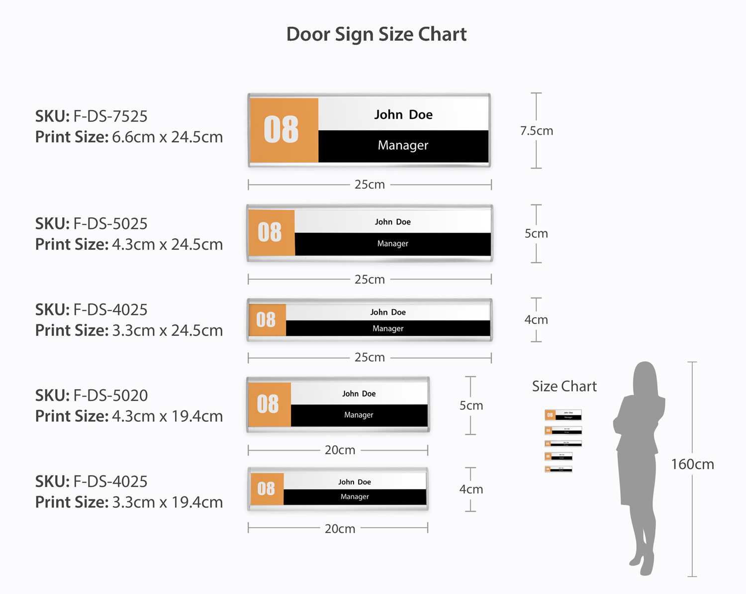 Door Sign (Silver) with Print | Botak Sign