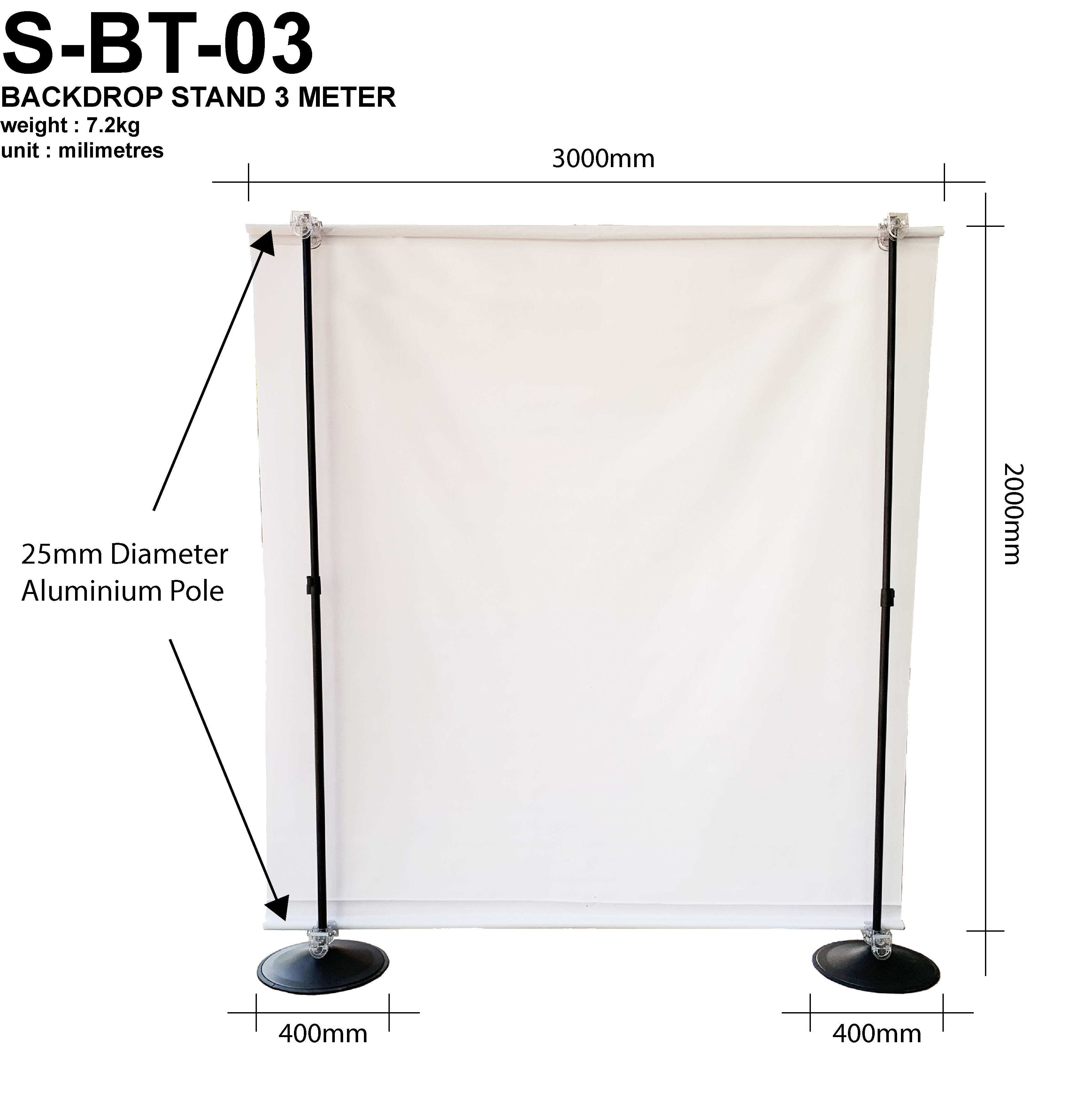 Backdrop Stand 3m Wide x 2m Height | Botak Sign Pte Ltd