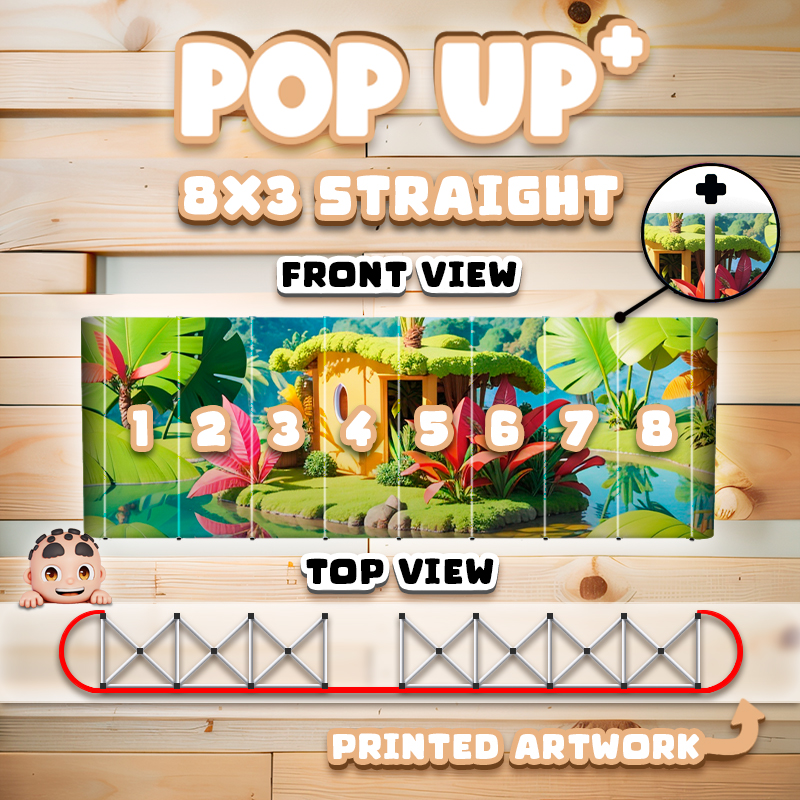 Pop Up Plus (8x3) Straight | Botak Sign Pte Ltd