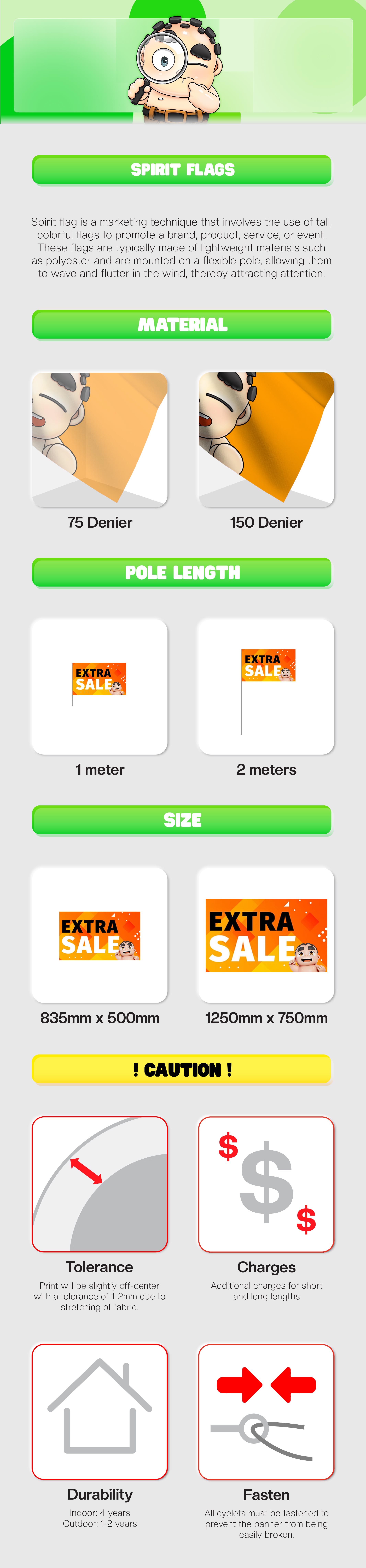Spirit Flags with Detachable Poles | Botak Sign Pte Ltd